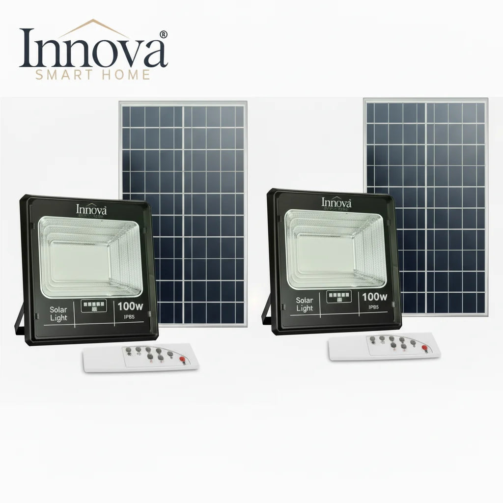 Set 2 X Proiector Solar Innova 100W , IP66 , Indicator Batarie , Telec ...
